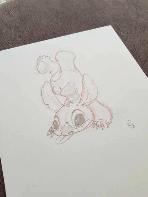 DISNEY LILO & Stitch Sketch Construction Model Pencil Hand Drawing ...