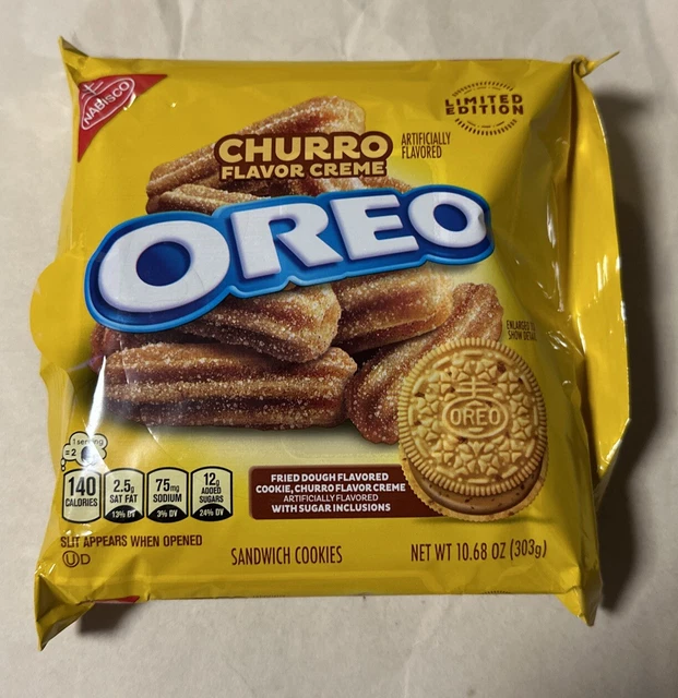 NABISCO OREO CHURRO Flavor Crème Limited Edition Cookies 10.68 Oz Brand ...