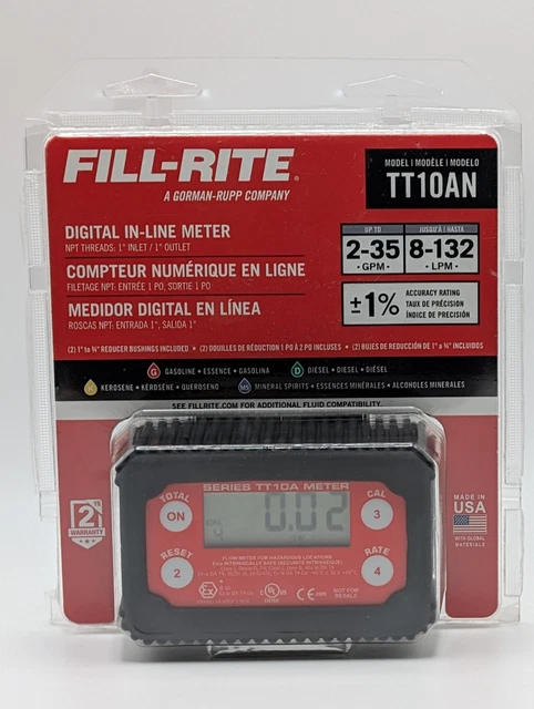 FILL-RITE TT10AN 1& NPT 2-35 GPM Inline Digital Turbine Fuel Meter $128 ...