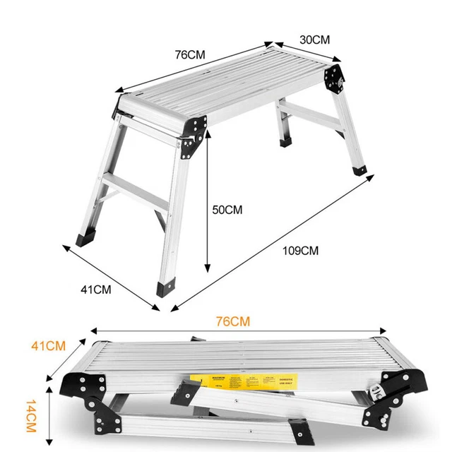ALUMINUM PLATFORM DRYWALL Step Up Folding Work Bench Stool Ladder New ...