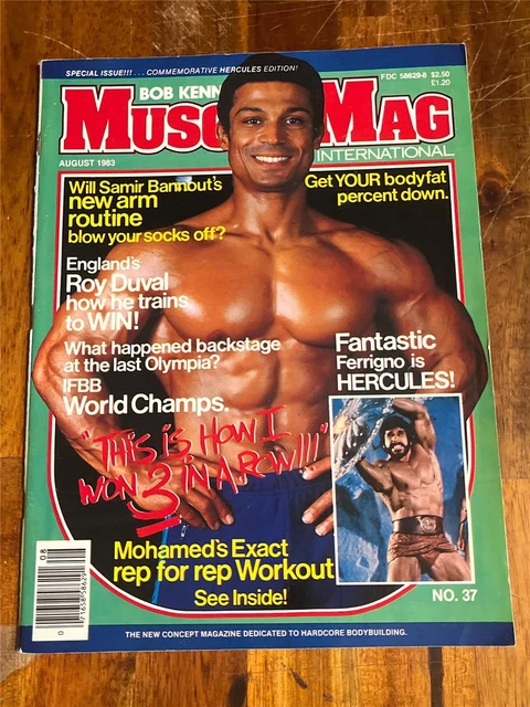 MUSCLEMAG BODYBUILDING MUSCLE magazine LOU FERRIGNO & MOHAMED MAKKAWY 8 ...