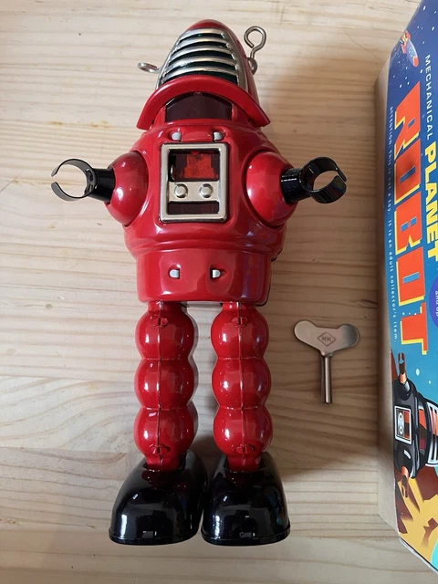 PLANET ROBOT RED Wind Up Tin Robot Toy Vintage Retro £19.44 - PicClick UK