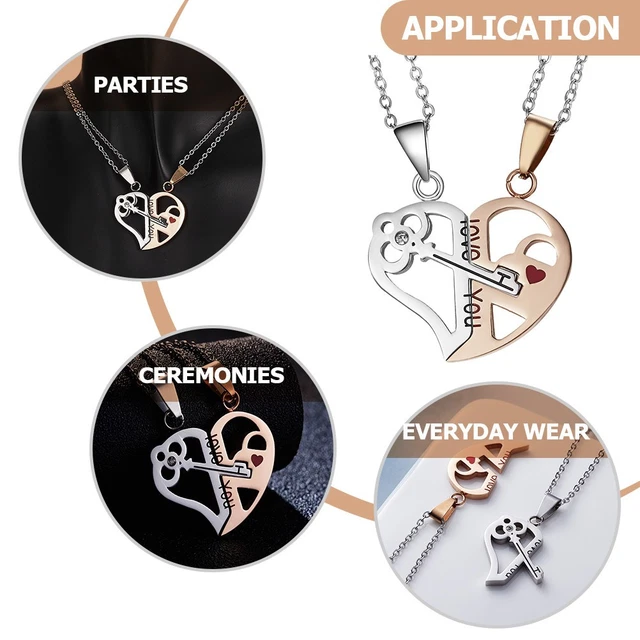 HEART NECKLACE MATCHING Couple Lovers Valentine's Day Charms Couples ...