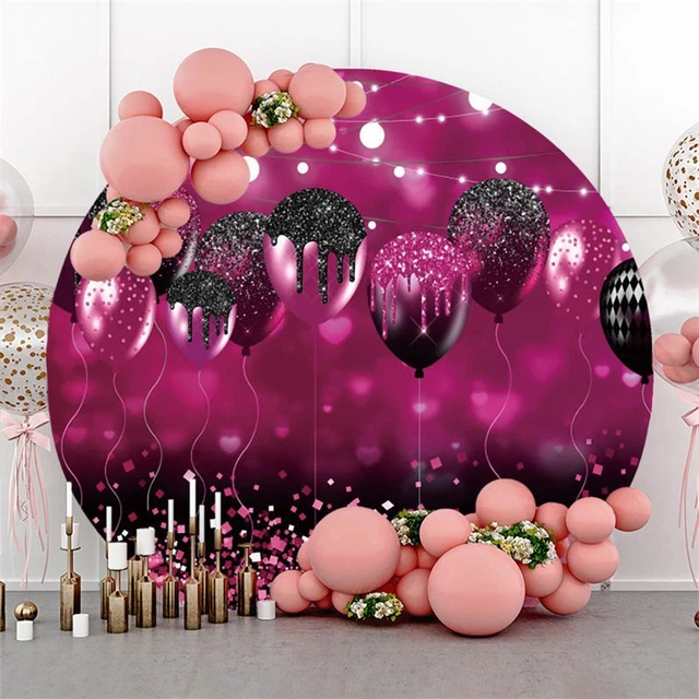 GLITTER PURPLE BLACK Balloon Birthday Round Backdrop $36.00 - PicClick AU