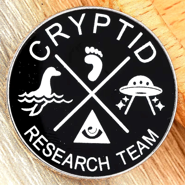 CRYPTID PIN BADGE Loch Ness Monster Abominable Snow Man UFO Free Masons ...
