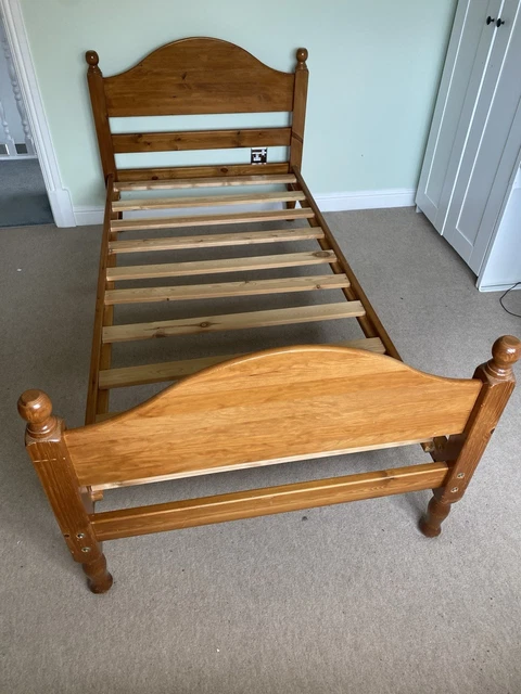 SOLID PINE SINGLE bed frame with slatted base £42.28 - PicClick UK