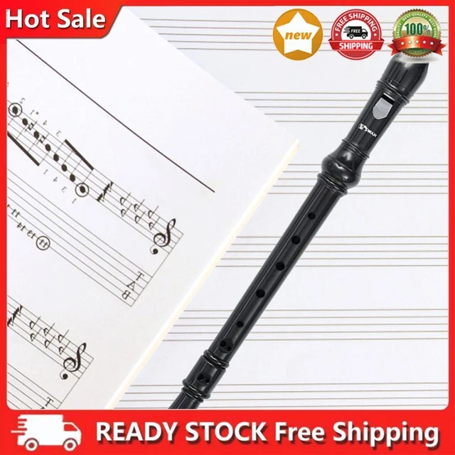 ABS RECORDER WOODWIND Instrument Long Recorder Kids Gift (Black 8Holes ...