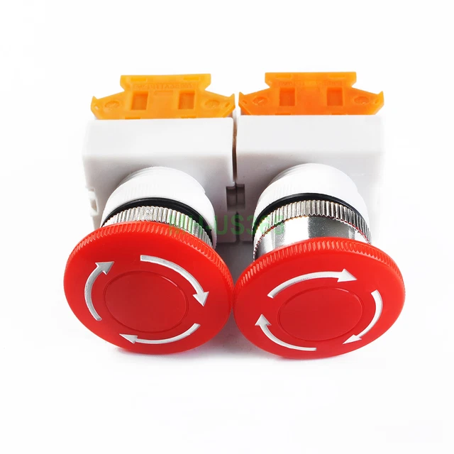 (2) EMERGENCY STOP Switch Push Button Mushroom Emergency Shut Off ...
