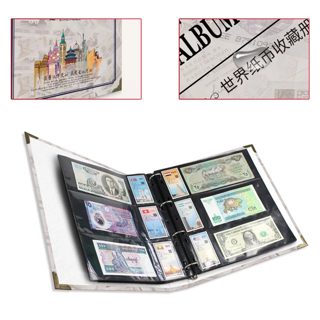 PAPER MONEY COLLECTION Album Binder Banknote Storage Display Bill ...