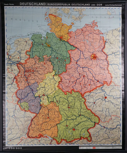 HISTORY MURAL WALL Map Chart Poster Germany FRG GDR Borders Federal ...