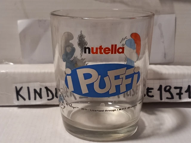KINDER FERRERO NUTELLA Bicchiere Vintage Puffi Peyo Smurfs Vetro Glass ...