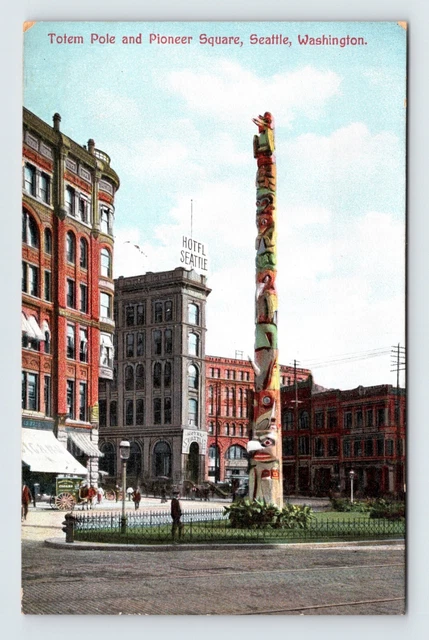 PIONEER SQUARE TOTEM Pole Seattle Washington WA 1910 DB Postcard Q7 EUR ...