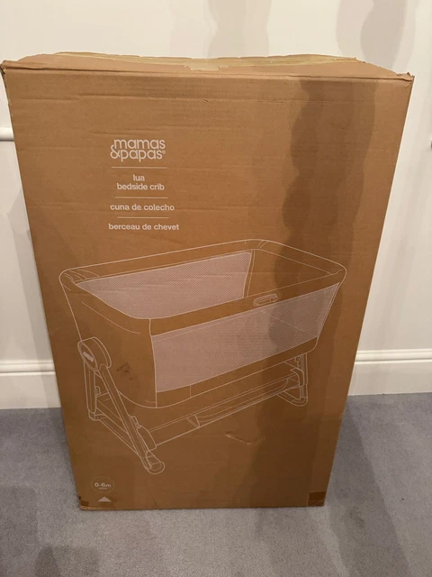 MAMAS & PAPAS Lua Next to me Crib-Grey with original mattress & sheets Boxed £130.70 - PicClick UK