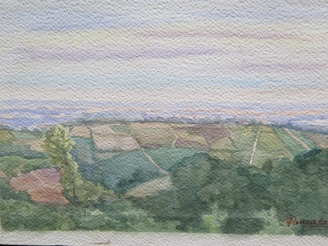 TABLEAU VINTAGE PEINTURE Aquarelle Paysage Campagne Signé 34x27 CM P14 EUR 62,77 - PicClick FR