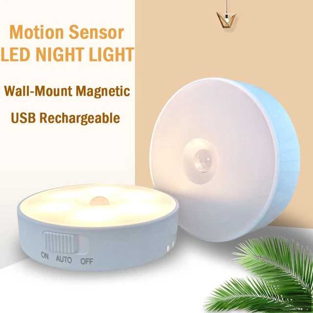 RECHARGEABLE MOTION SENSOR Human Body Induction Lights LED Wireless ...