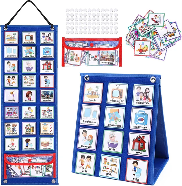 VISUAL SCHEDULE FOR Kids Daily Routine Chart with 70 Cards Calendar ...