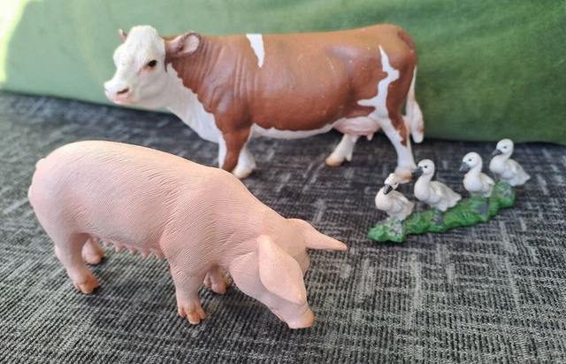 SCHLEICH COW PIG Ducks Farm Animals Bundle Figures Toys X 3 Retired ...