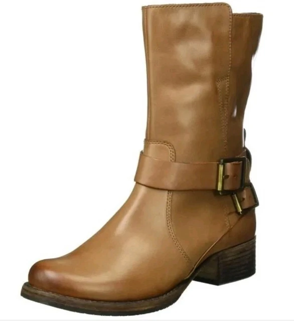 CLARKS MONICA SOUL Boots 7 40 Grey Leather Womens Biker Buckle Bootie 17.89 PicClick UK