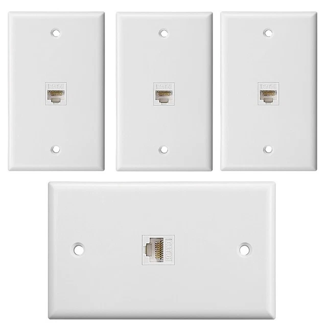 4-PACK 1-PORT ETHERNET Wall Plate, Keystone Jack Wall Plate with RJ45 ...