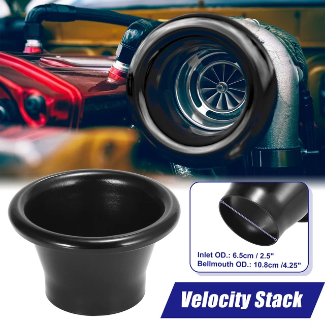2.5& INLET BELLMOUTH Velocity Stack Adapter Air Intake Turbo Horn Cover ...