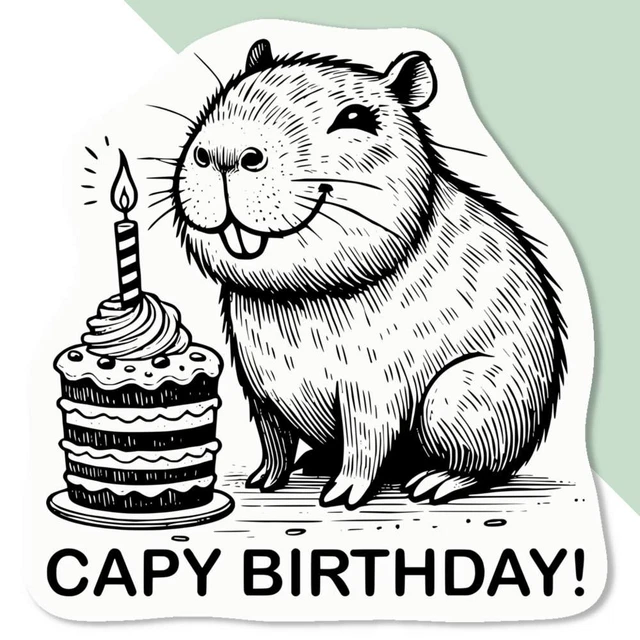 'CAPYBARA BIRTHDAY' DECAL Stickers (DW052603) £4.99 - PicClick UK