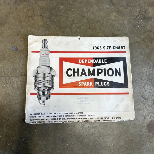 1963 CHAMPIONS SPARK Plug Size Chart EUR 45,63 - PicClick DE