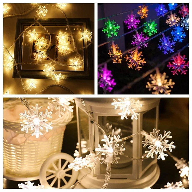 NEW YEAR PARTY LED String Snow Fairy Garland Snowflake Light Night ...