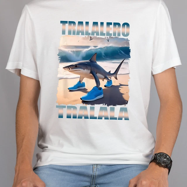 TRALALERO TRALALA ITALIAN Brain Rot Meme printed Crewneck T-shirt ...