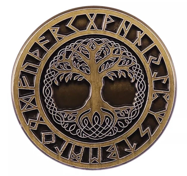 RAVEN CELTIC KNOT Runes Norse Viking Mythology Metal Pin Badge Nordic ...