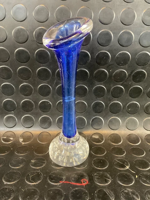 VINTAGE ASEDA GLASBRUK Blue Swedish Glass Jack in the Pulpit Bud Vase ...