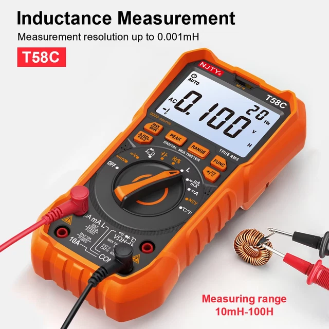 NJTY T58B T58C Inductance Digital Multimeter AUTO Range 9999 Counts ...