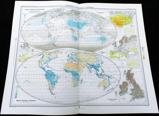 ANTICO METEOROLOGICAL MAPPA Di Mondo Global Nuvole Isonephs Isohels ...
