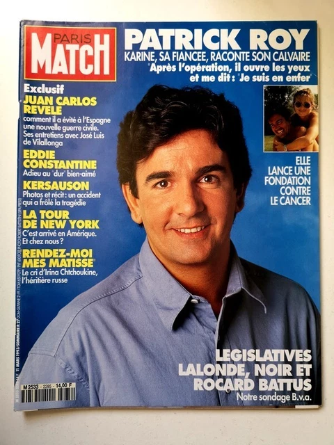 PARIS MATCH MARS 1993 Patrick ROY/Michel Piccoli/Géraldine Chaplin ...