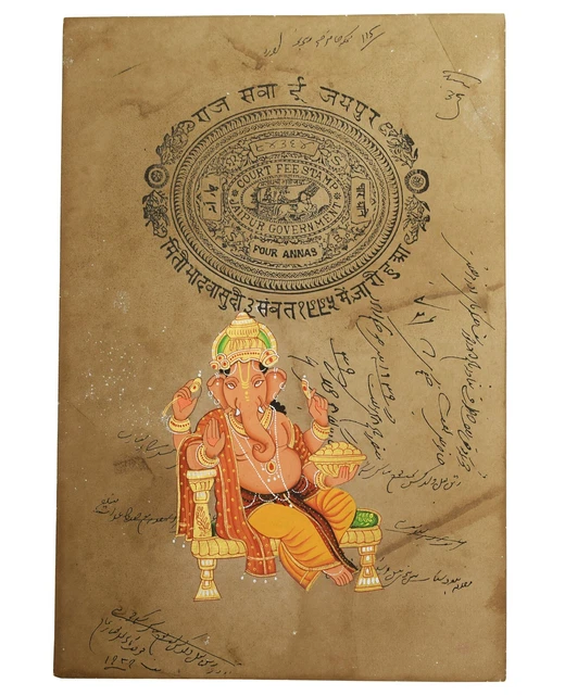 INDIAN MINIATURE ART watercolor handmade God Ganesha paintings home ...