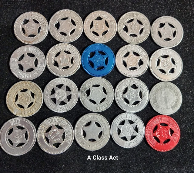 20, LETTER PUNCH Machine Tag Good Luck Arcade Star Token People Places ...