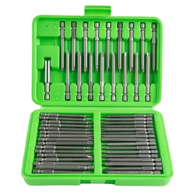 DSD TOOLS 50PC Extra Long Security Bit Set, Torx, Tamper, Hex, Spline ...