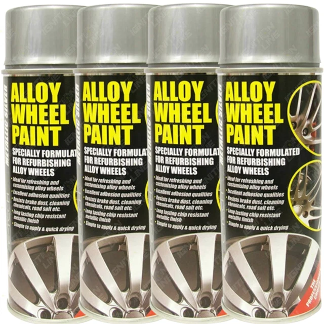 4 X E-TECH Car Alloy Wheel Spray Paint Metallic Silver Can Chip ...