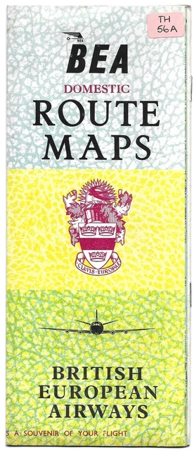 VINTAGE BEA BRITISH European Airways Domestic Route Maps Airline ...