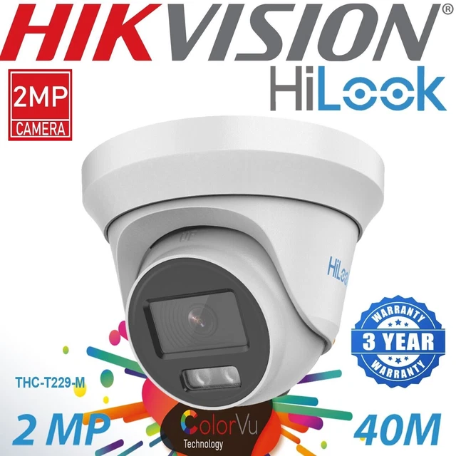 HIKVISION COLORVU CAMERA 2MP FULL HD 40M LIGHT OUTDOOR CCTV THC-T229-M 2.8mm £34.89 - PicClick UK