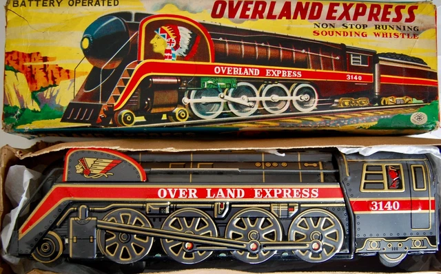 MASUDAYA MODERN TOYS Overland Express Tinplate Train. 3140. 1958. Boxed ...