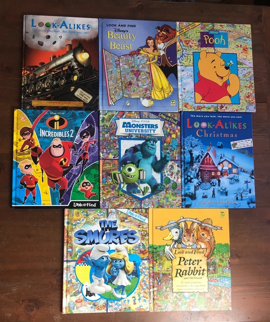 LOT 8 LOOK AND FIND LOOK-ALIKES Pooh Incredibles 2 Beauty Beast Smurfs ...