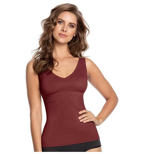 LEONISA DOUBLE-V UNDETECTABLE Padded Shaper Tank Dark Red Size L 2980 £ ...
