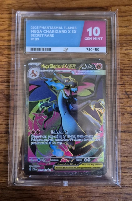 MEGA CHARIZARD X EX 109/094 Me02: Phantasmal Flames Holo Ace Slab £52. ...