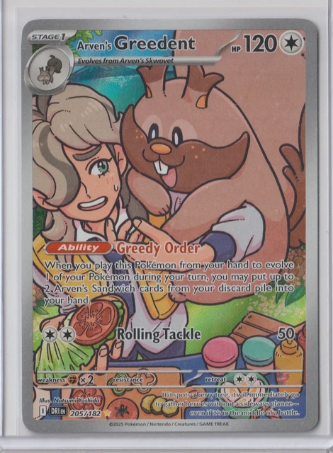 POKÉMON 2025 DESTINED Rivals ARVEN'S GREEDENT 205/182 Illustration RARE ...