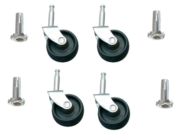 SINGLE WHEEL CASTORS & Sockets For Furniture Bed base Armchair Sofa 360 ...