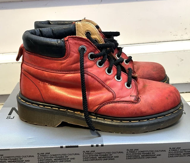 VINTAGE 80S DOC Martens dr Marten Boots Red Size 6 Made In England goth ...