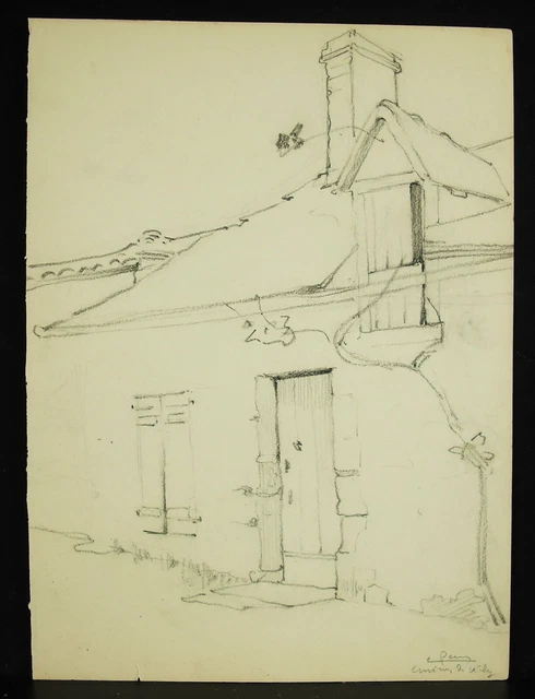 ORIGINAL PENCIL DRAWING 'Around Vichy' signature to be determined 32cm ...