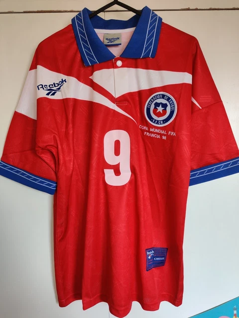 1998 CHILE HOME #9 ZAMORANO Retro Football Shirt Small Vintage Soccer ...