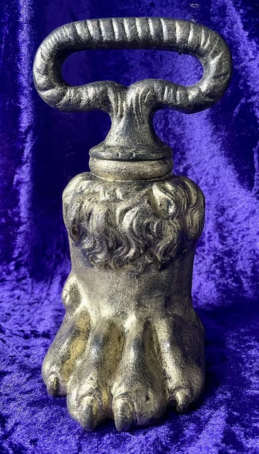 ANTIQUE VICTORIAN CAST Iron Gilt Lions Paw Door Porter, Door Stop ...