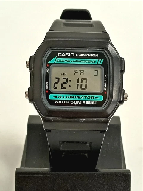 CASIO ILLUMINATOR BLACK Digital Mens Watch Alarm Chronograph Resin ...
